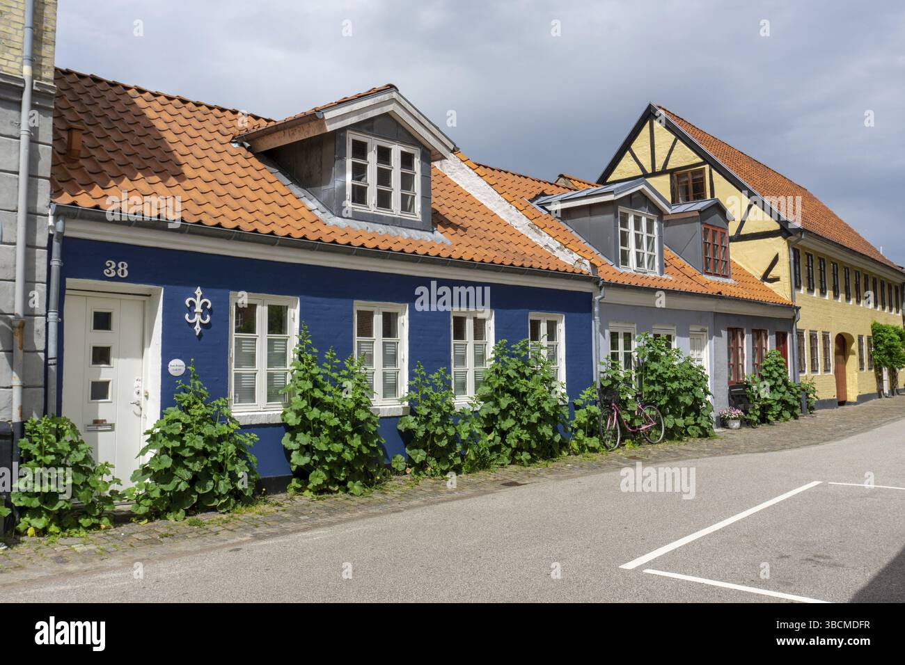 Aalborg, Denmark - 7 June, 2021:colorful small houses in the historic ...