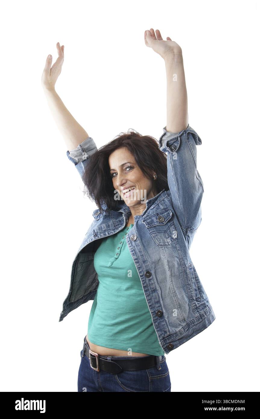Mature woman jubilant Stock Photo - Alamy