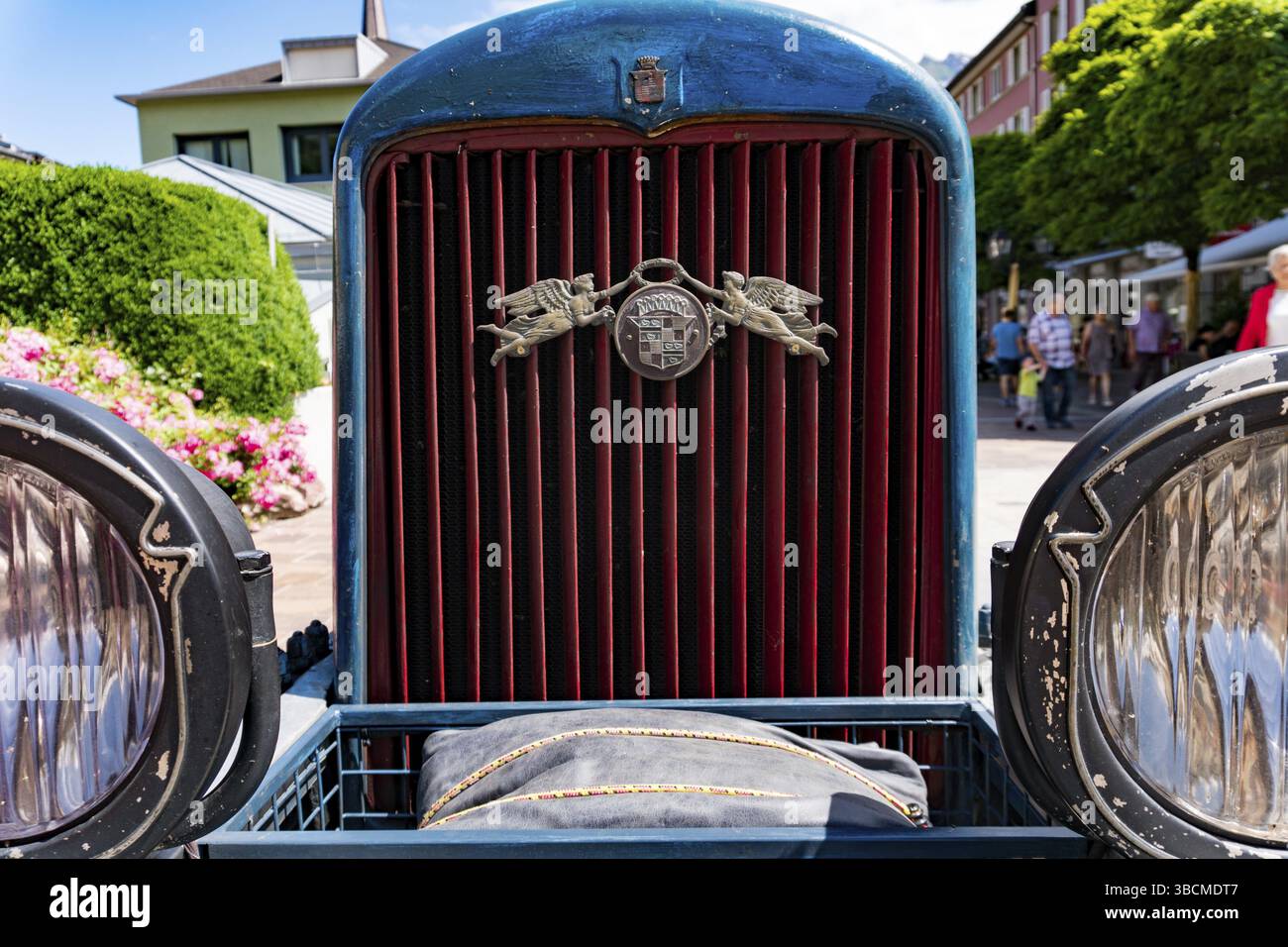 Switzerland - 23 June, 2019: close up of the radiator grill and logo of ...