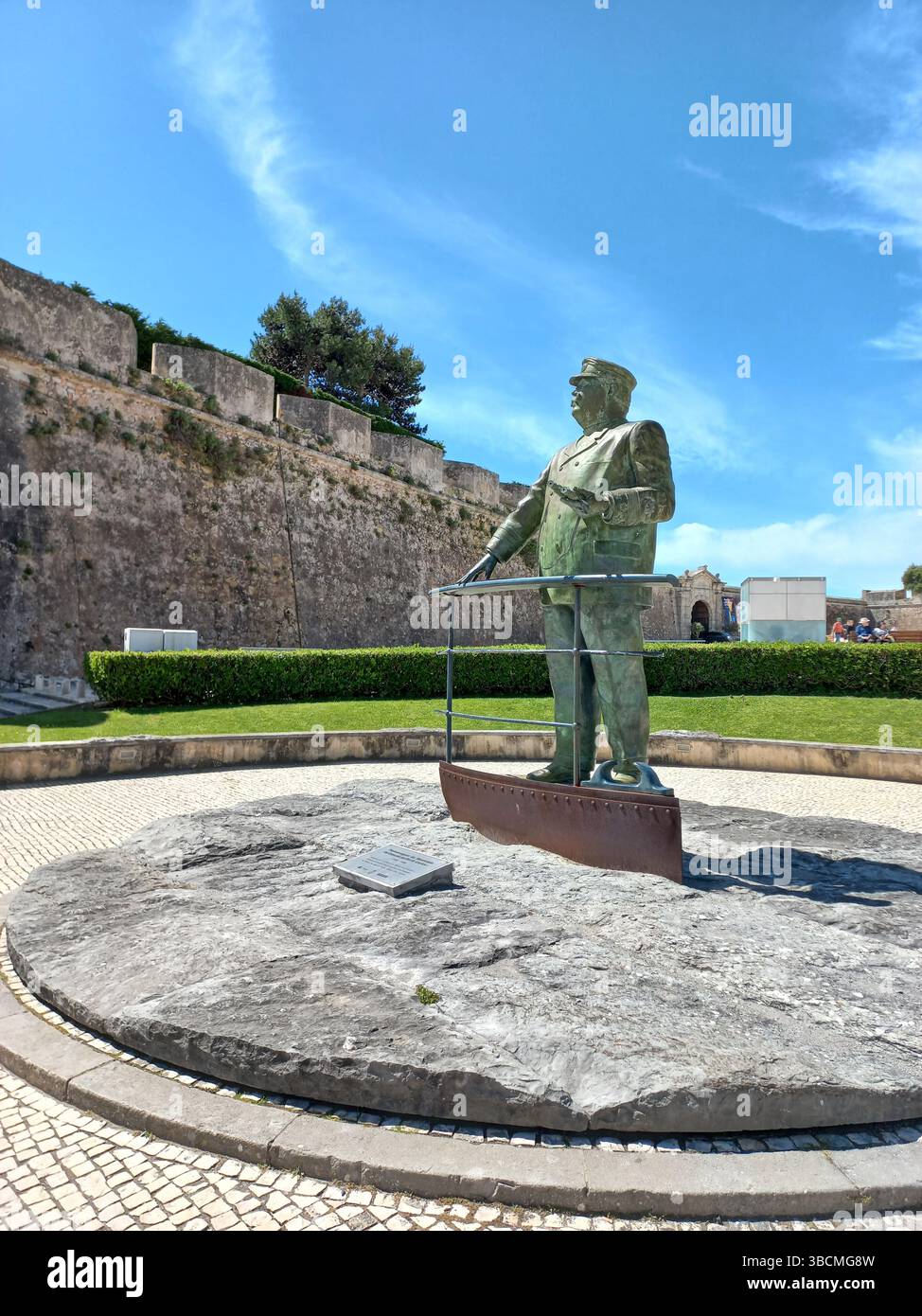 Cascais Portugal May 1 2025 Artistic bronze statue depicting human Dom ...