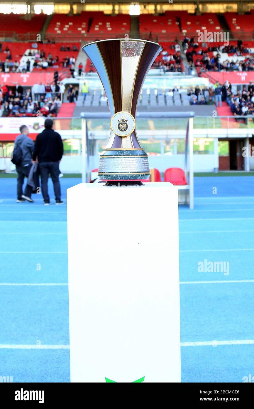 Vienna, Austria. 20th May, 2025. VIENNA, AUSTRIA - MAY 20: Cup trophy ...