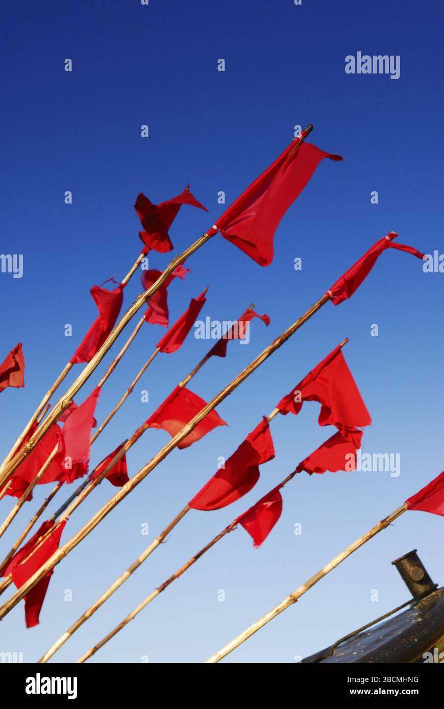 Red flags as a guide for fishing Stock Photo - Alamy
