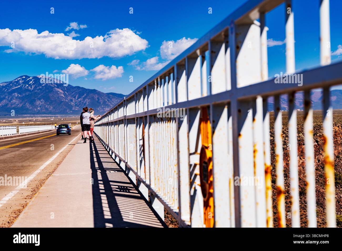 Tourists srroll the Rio Grand Gorge Bridge; near Taos; New Mexico; USA ...