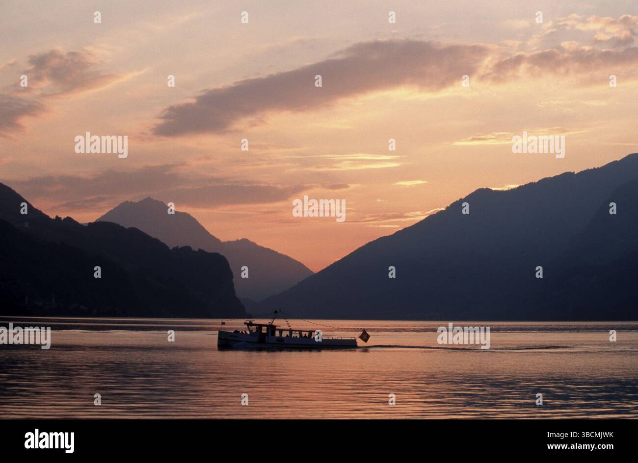 Boat on the Walensee, Switzerland, Boat on the Walensee, Switzerland ...