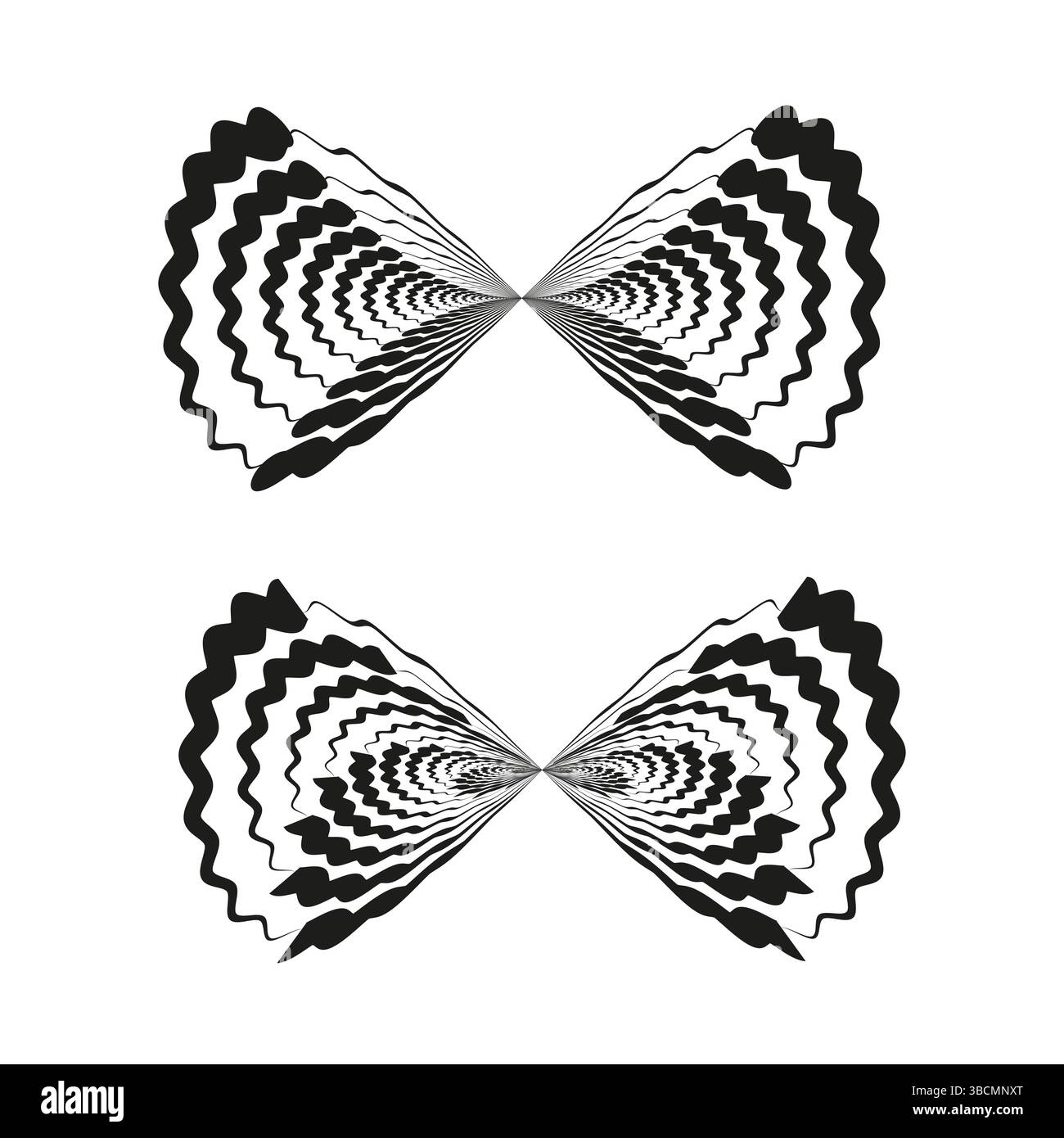 Wavy tunnel forms. Dual black spirals. Abstract curve shapes. Vector ...