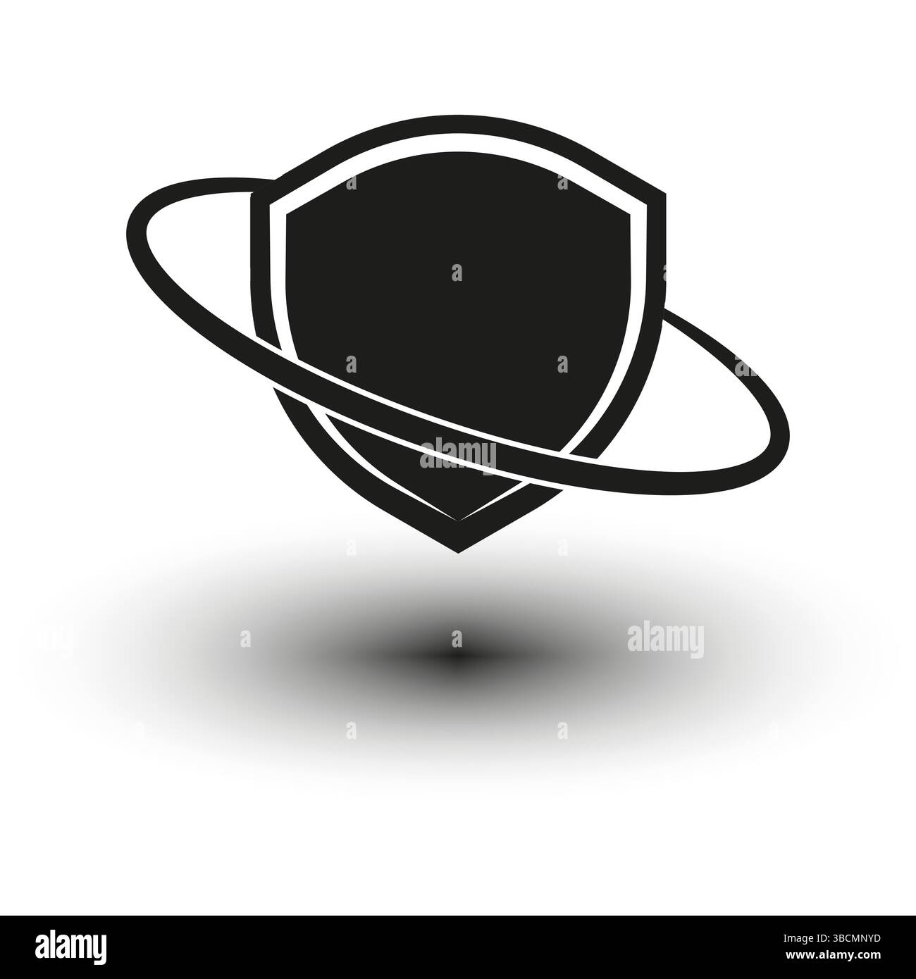 Futuristic helmet shape. Orbit ring symbol. Sci fi vector head. Black ...