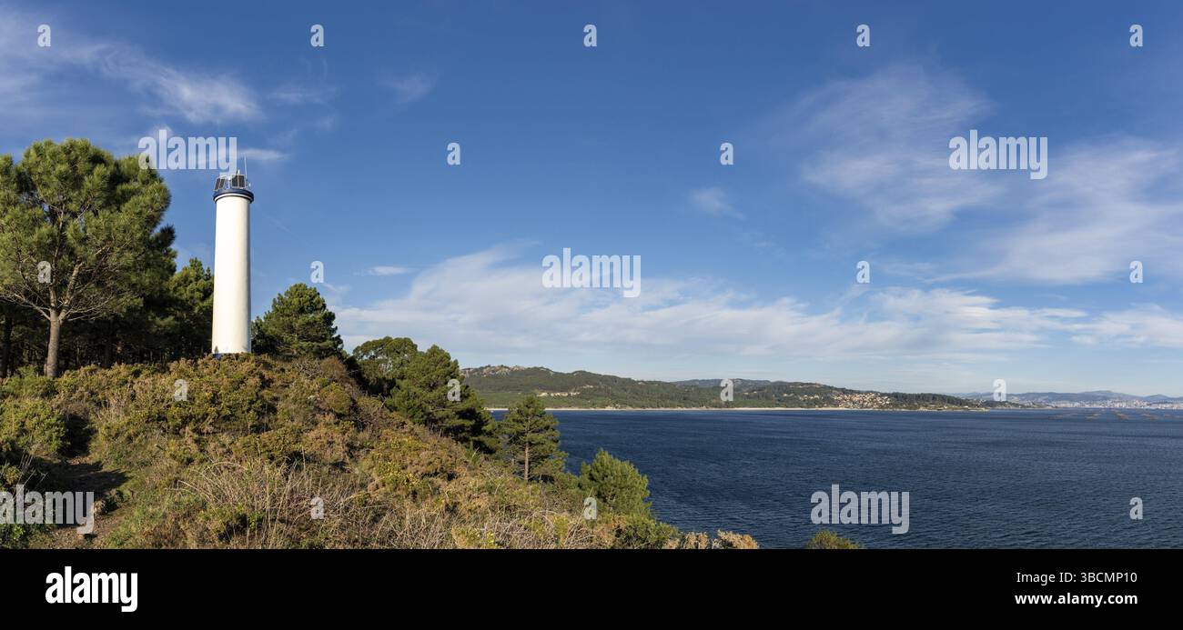 A panorama view of the Punta Sobrido lighthouse at the mouth of the ...