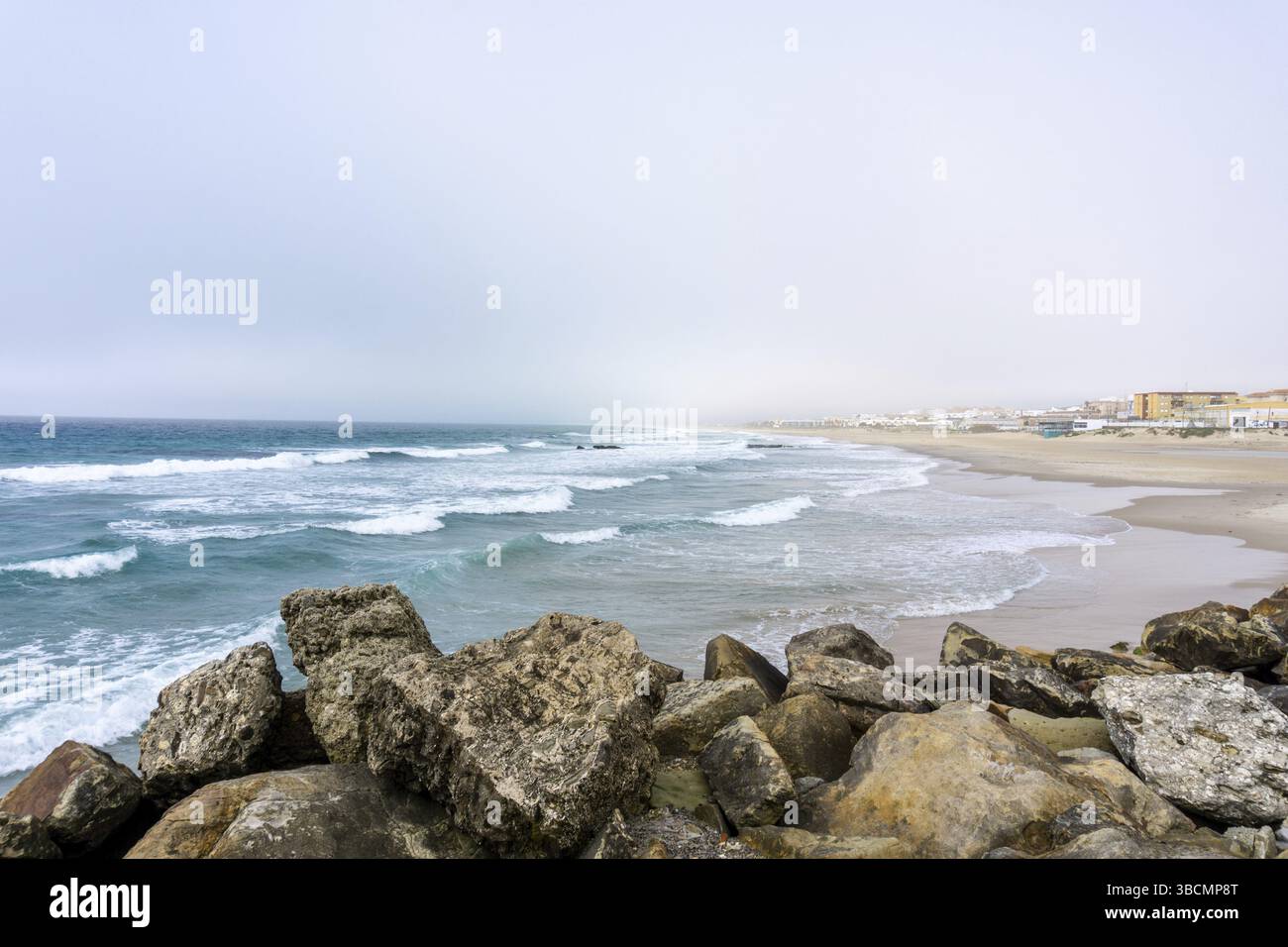 A view of the Los Lances Beach in downtown Tarifa on the Strait of ...