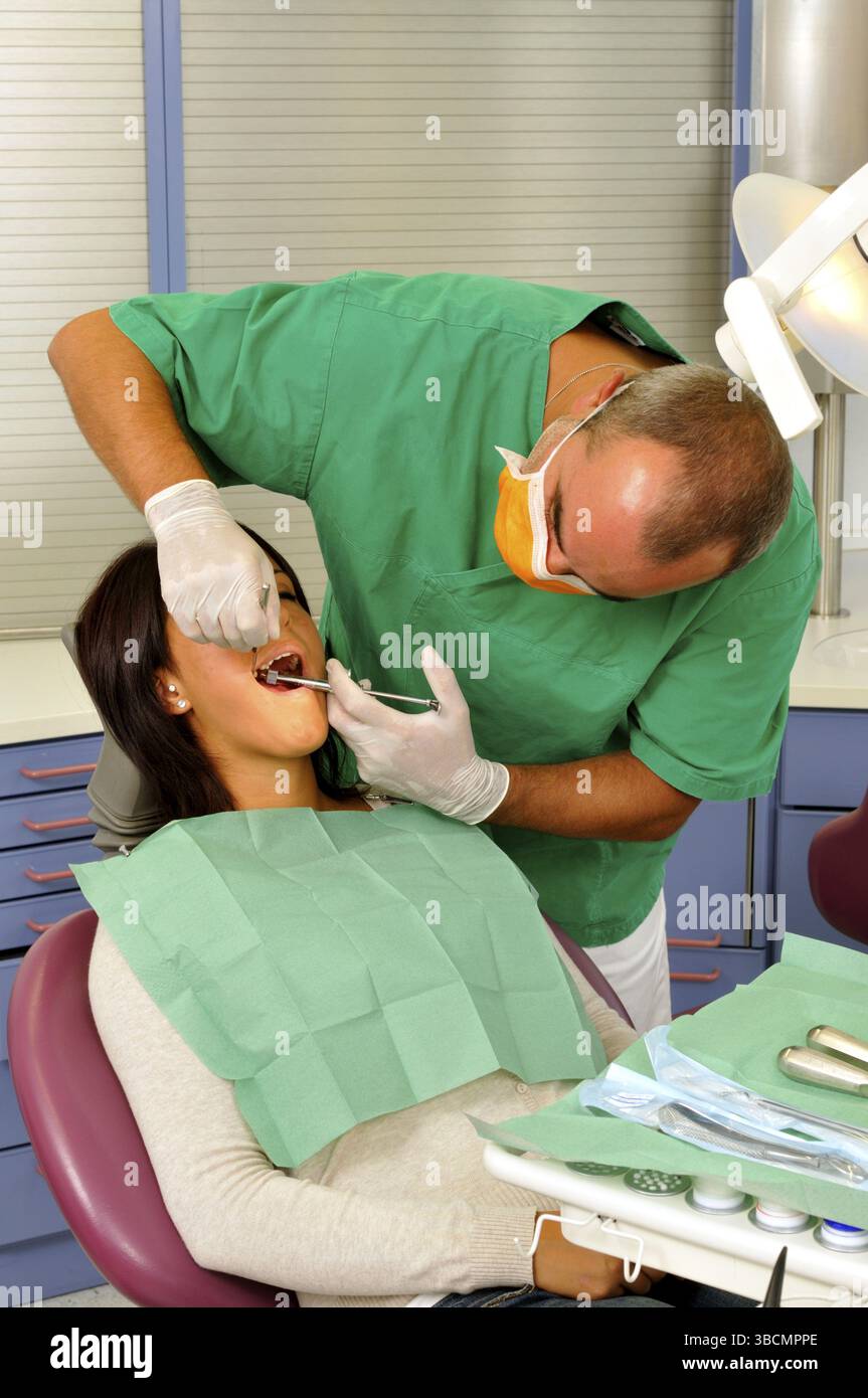 Dentist gives patient injection, patient, treatment, inject ...