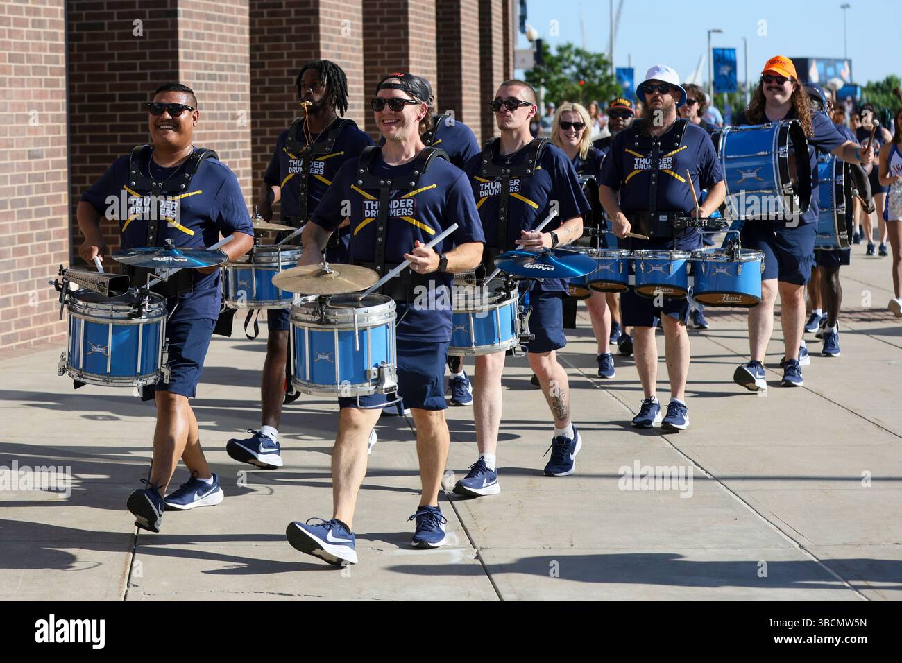 A drum line performs prior to Game 1 of an NBA basketball Western ...