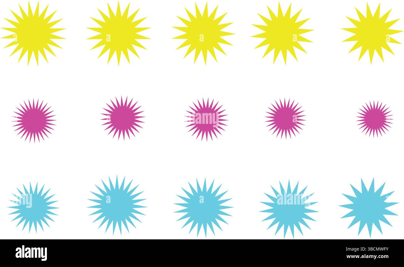 Bright Neon Gradient Starburst Vector Elements for Modern Abstract ...