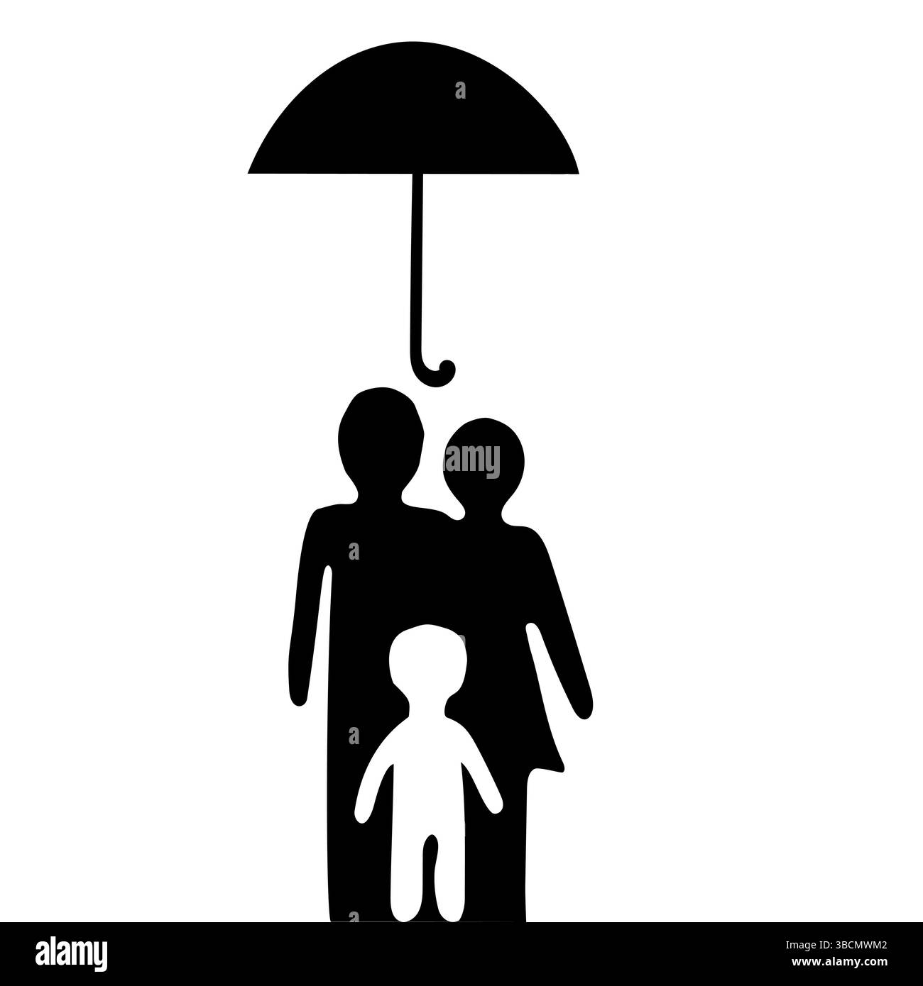 Family protection icon. Umbrella safety symbol. Vector silhouette ...