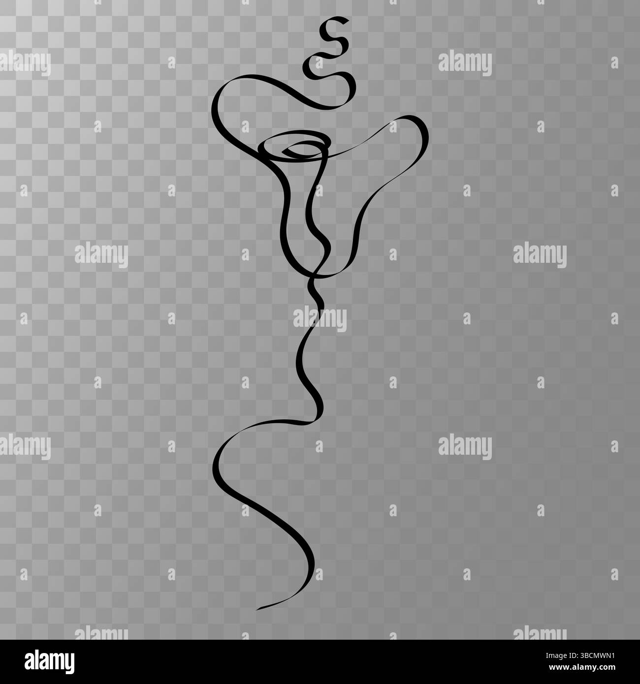 Rose single line. Black floral drawing. Vector art symbol. Minimal gray ...