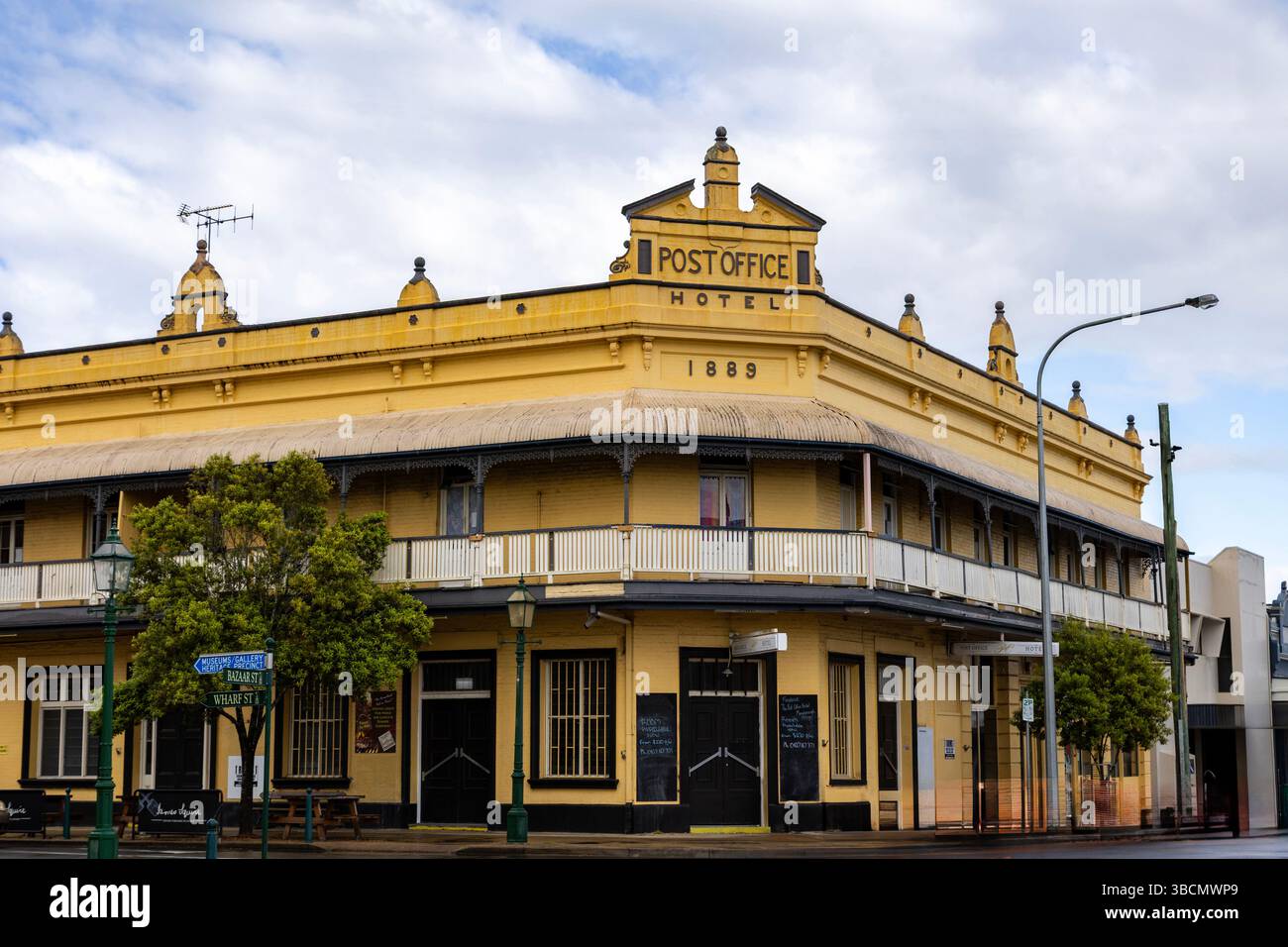Facade of the Old Post Office Hotel, built in 1889 in colonial ...