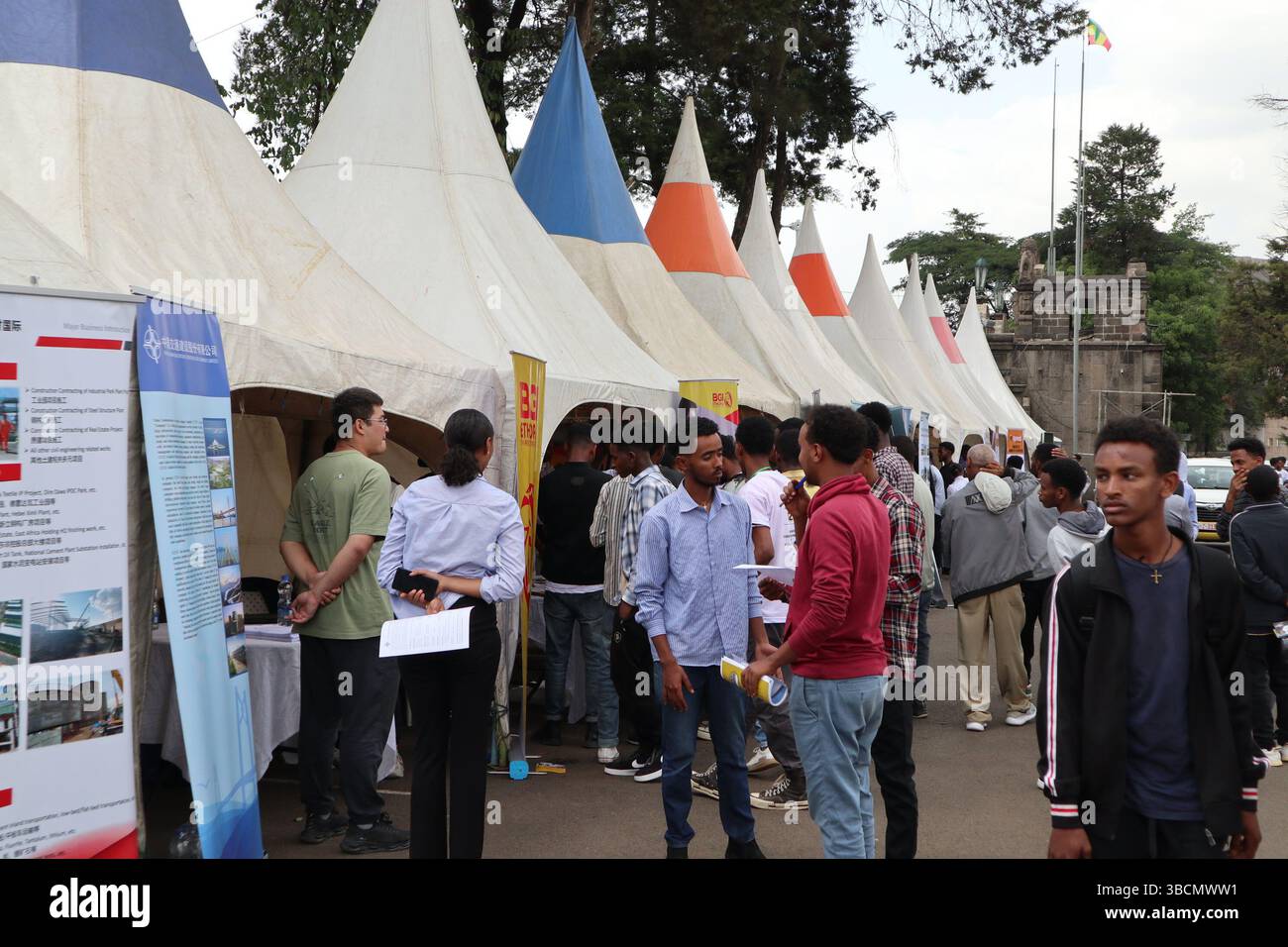 Addis Ababa, Ethiopia. 19th May, 2025. Students attend a job fair event ...