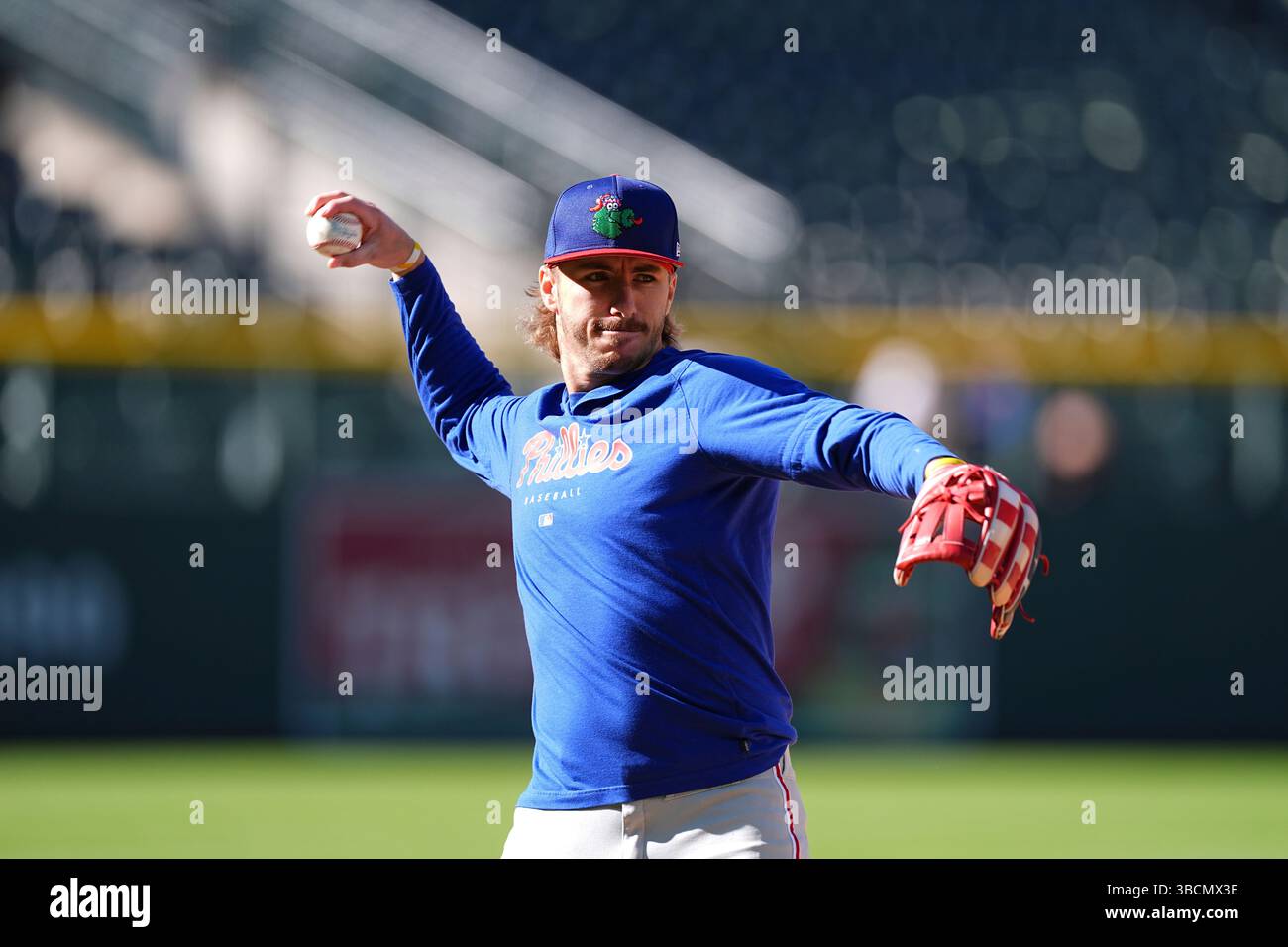 Philadelphia Phillies second baseman Bryson Stott warms up before a ...