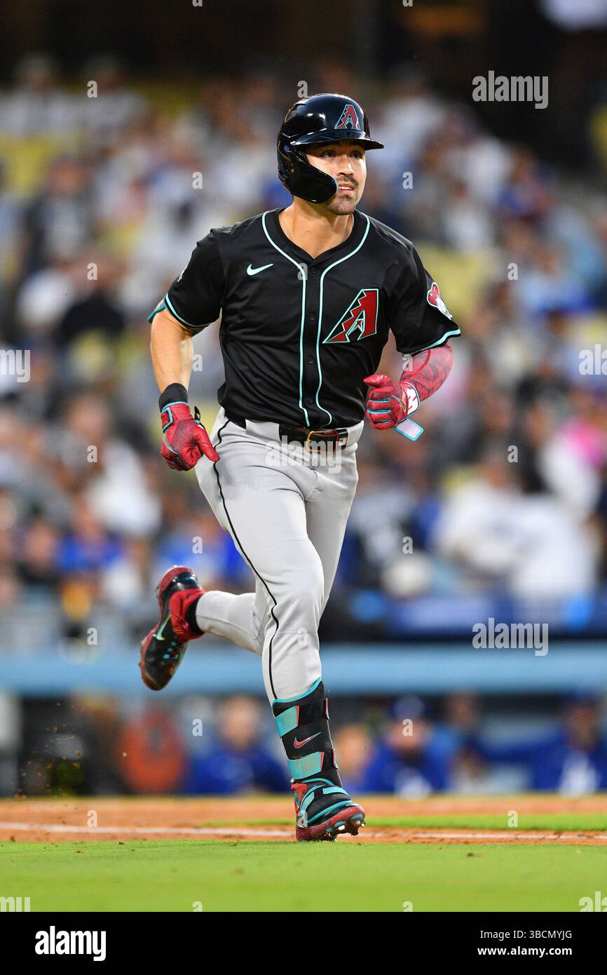 LOS ANGELES, CA - MAY 19: Arizona Diamondbacks right fielder Corbin Carroll (7) runs up the ...