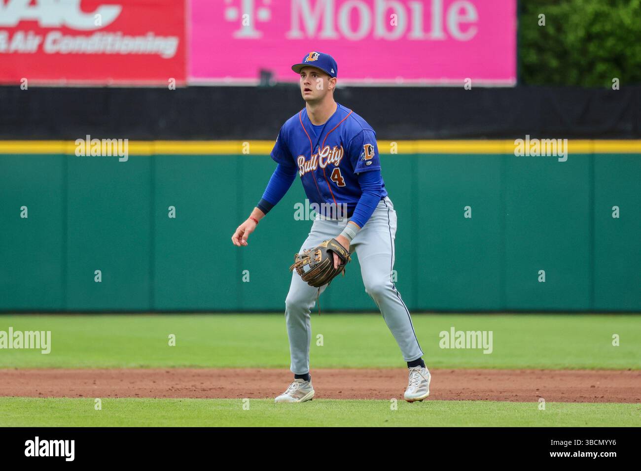 May 18th 2025: Durham Bulls infielder Tanner Murray (4) makes a play in ...