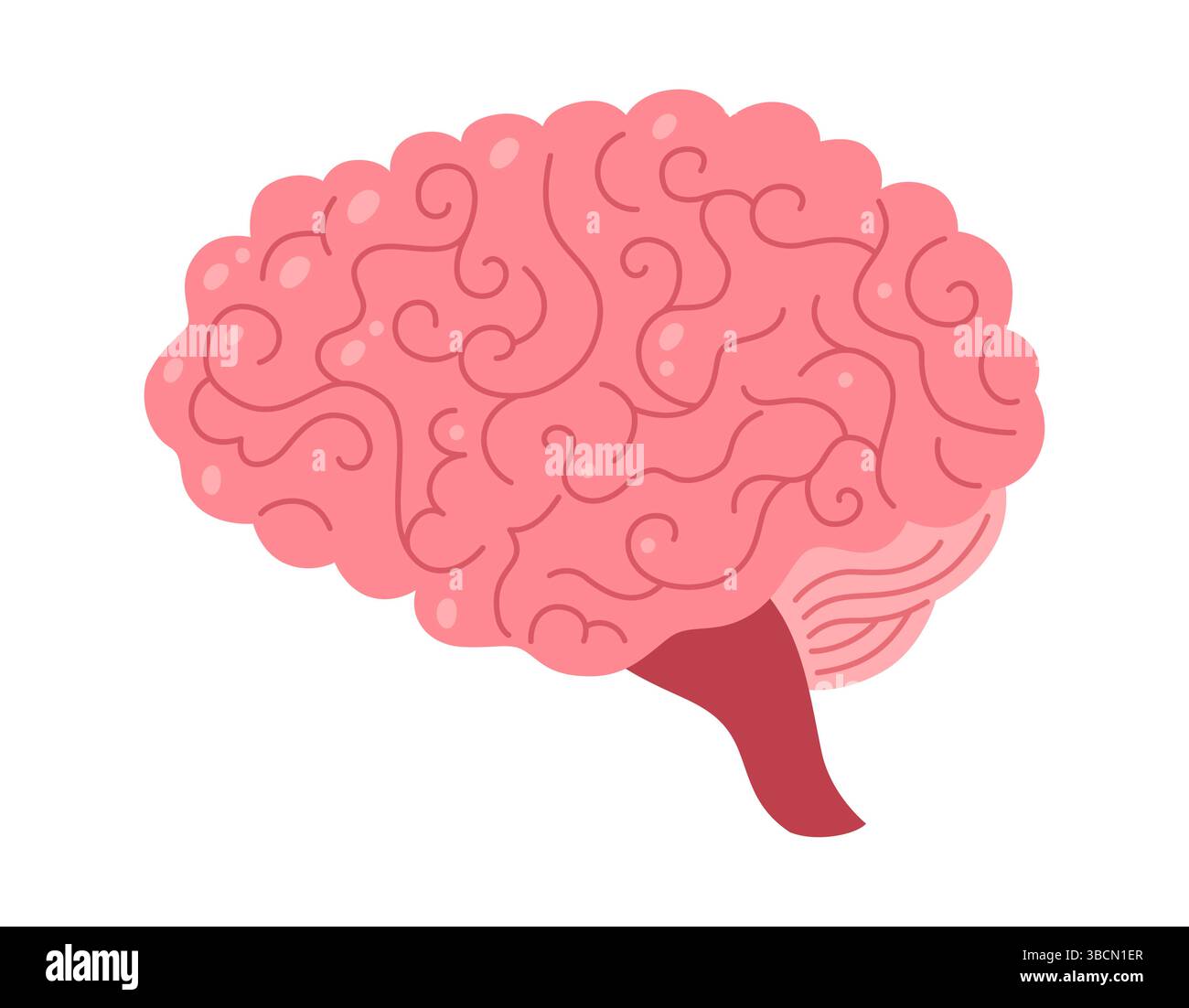 Human brain cartoon stylized vector illustration. Mind symbol concept ...