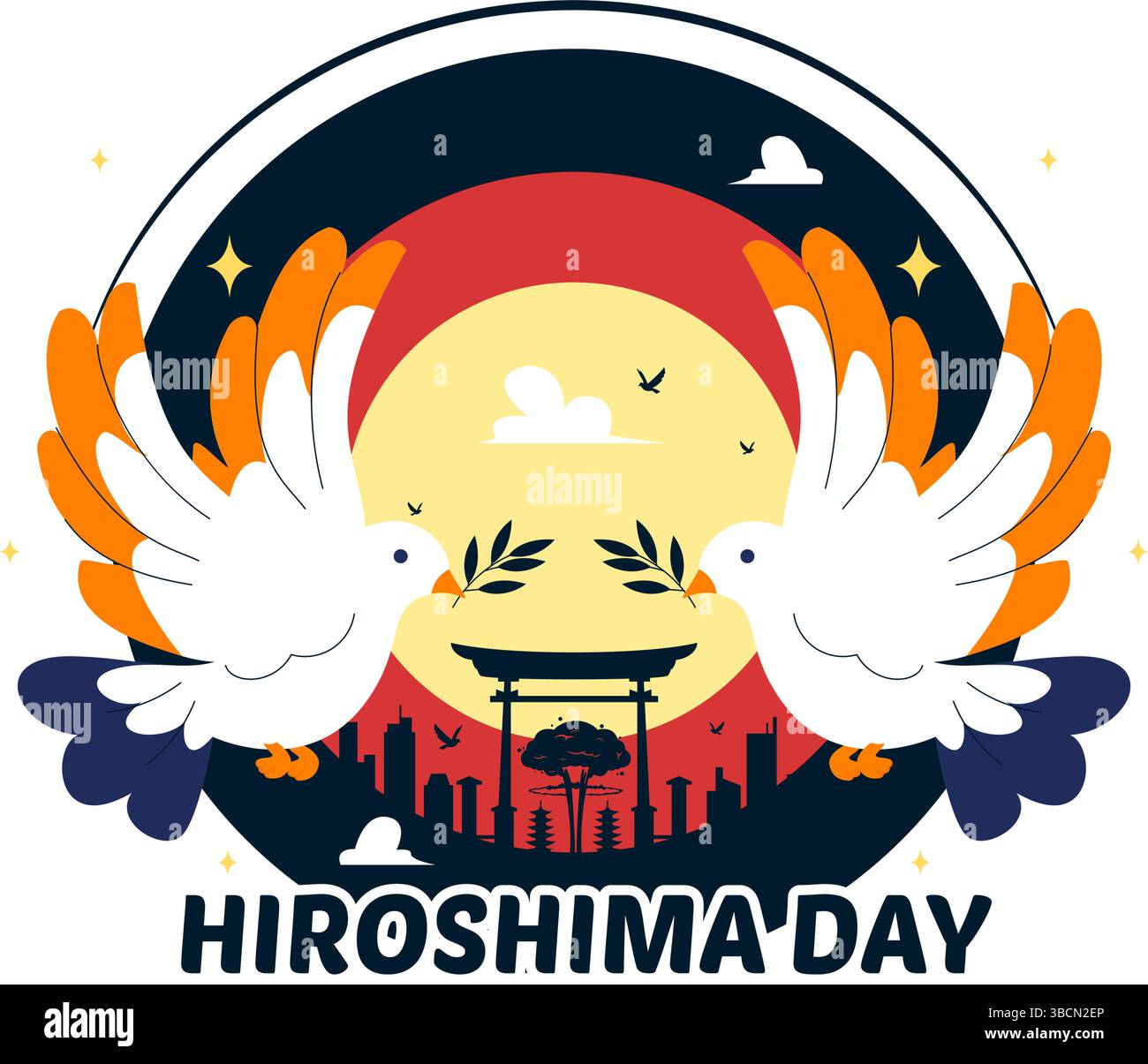 Hiroshima Day Vector Illustration on August 6, featuring a Peace Dove ...