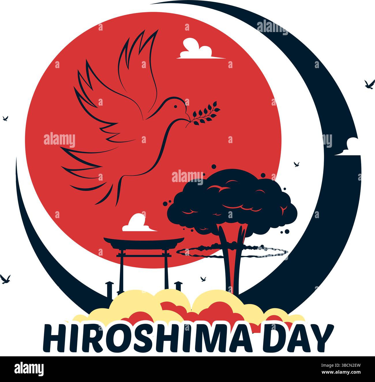 Hiroshima Day Vector Illustration on August 6, featuring a Peace Dove ...