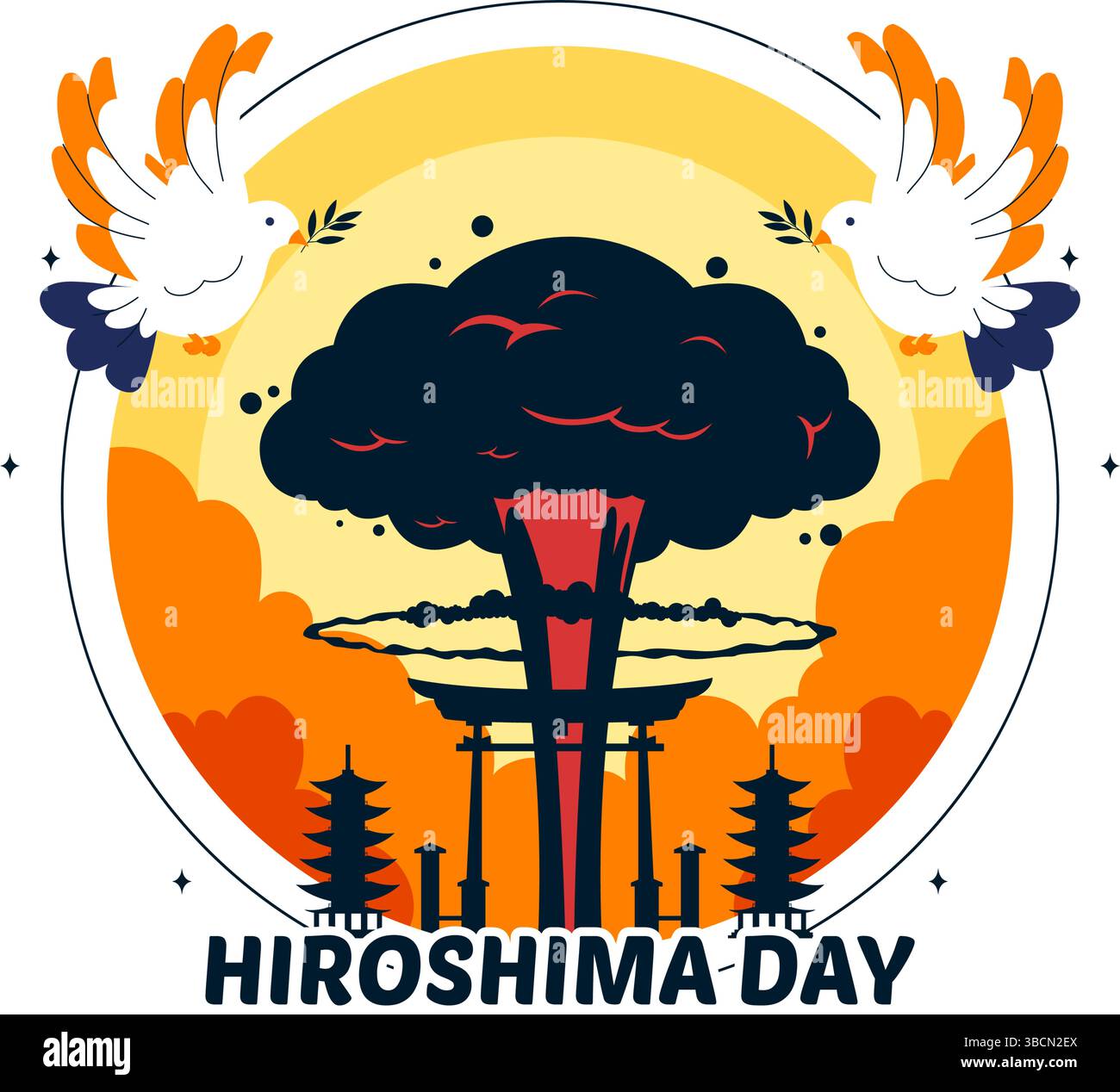 Hiroshima Day Vector Illustration on August 6, featuring a Peace Dove ...