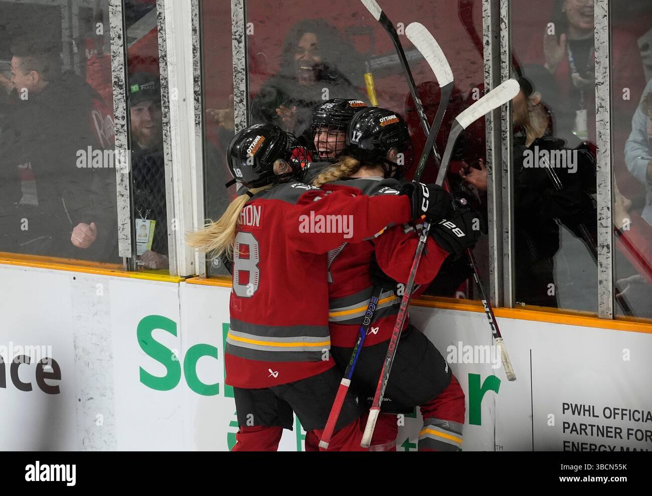 Ottawa Charge forward Emily Clark (26) celebrates her game winning ...
