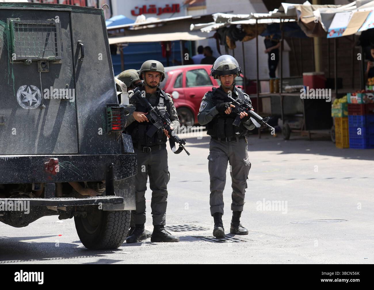 Nablus, Nablus in the northern West Bank. 20th May, 2025. Members of Israeli forces are seen ...