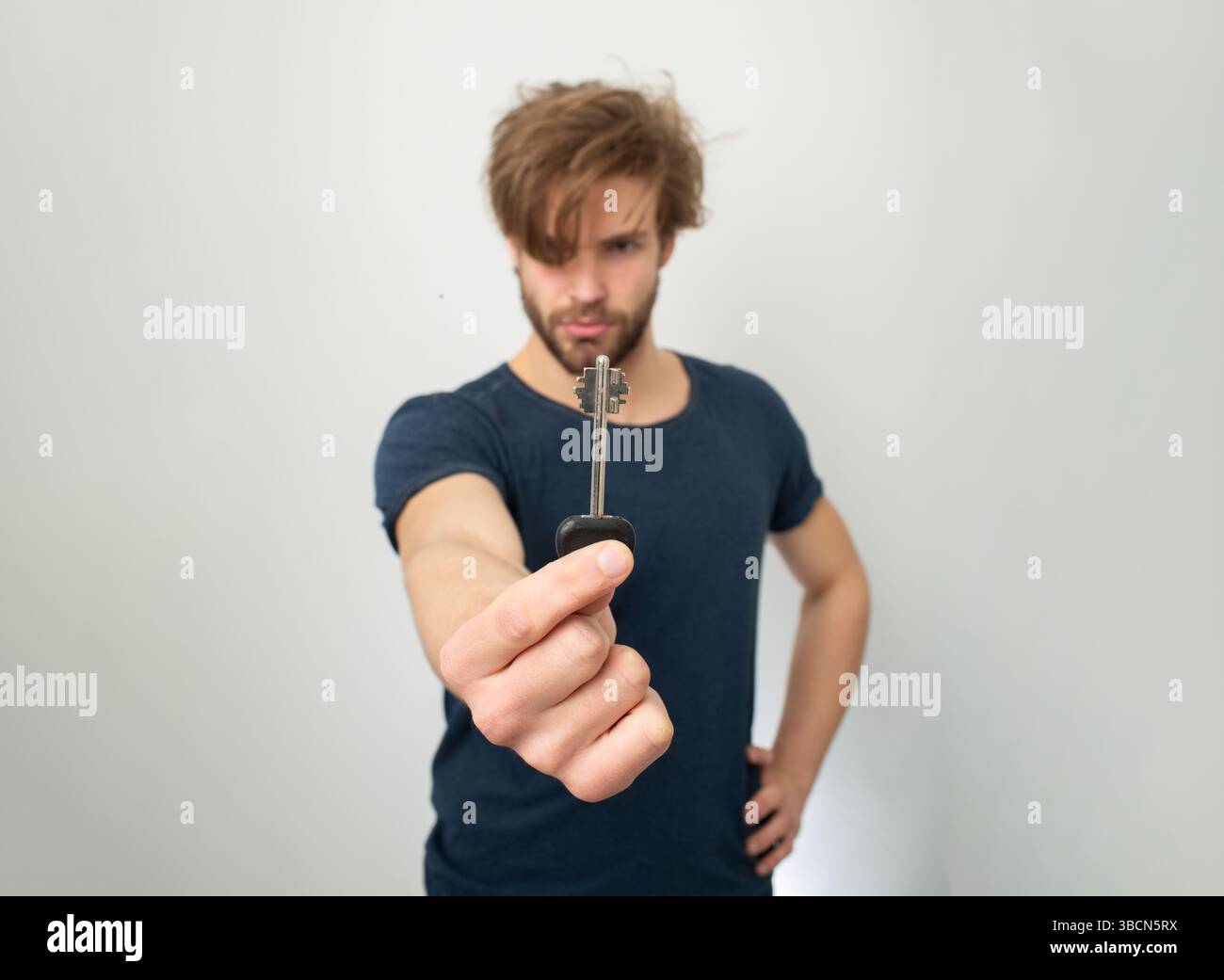 Key concept. Keys to success. Crazy homeowner. Funny guy got the key ...