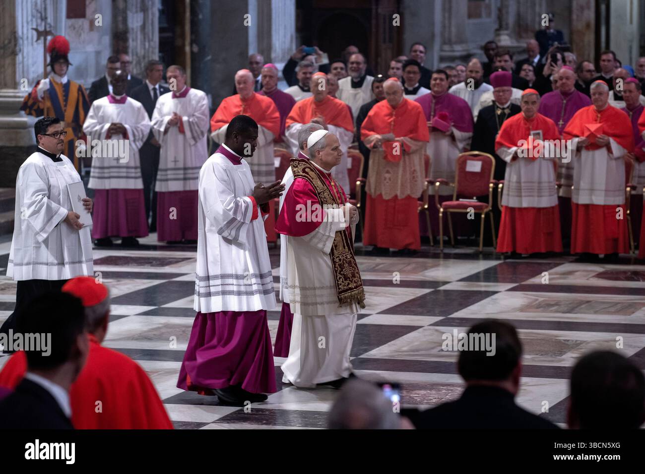 Rome, Italy. 20th May, 2025. Pope Leo XIV visits the Basilica of St. Paul Outside the Walls in ...