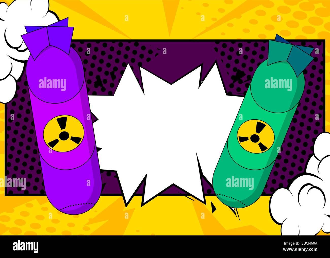 Cartoon Missile bomb with blank speech bubble, comic book Weapon ...