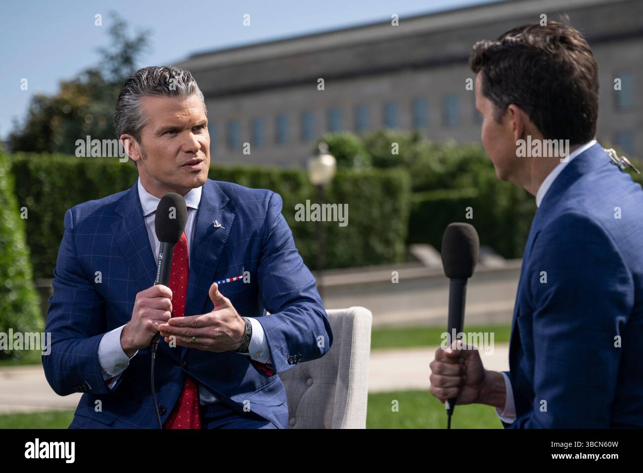 Secretary of Defense Pete Hegseth is interviewed live by Will Cain on 'The Will Cain Show ...