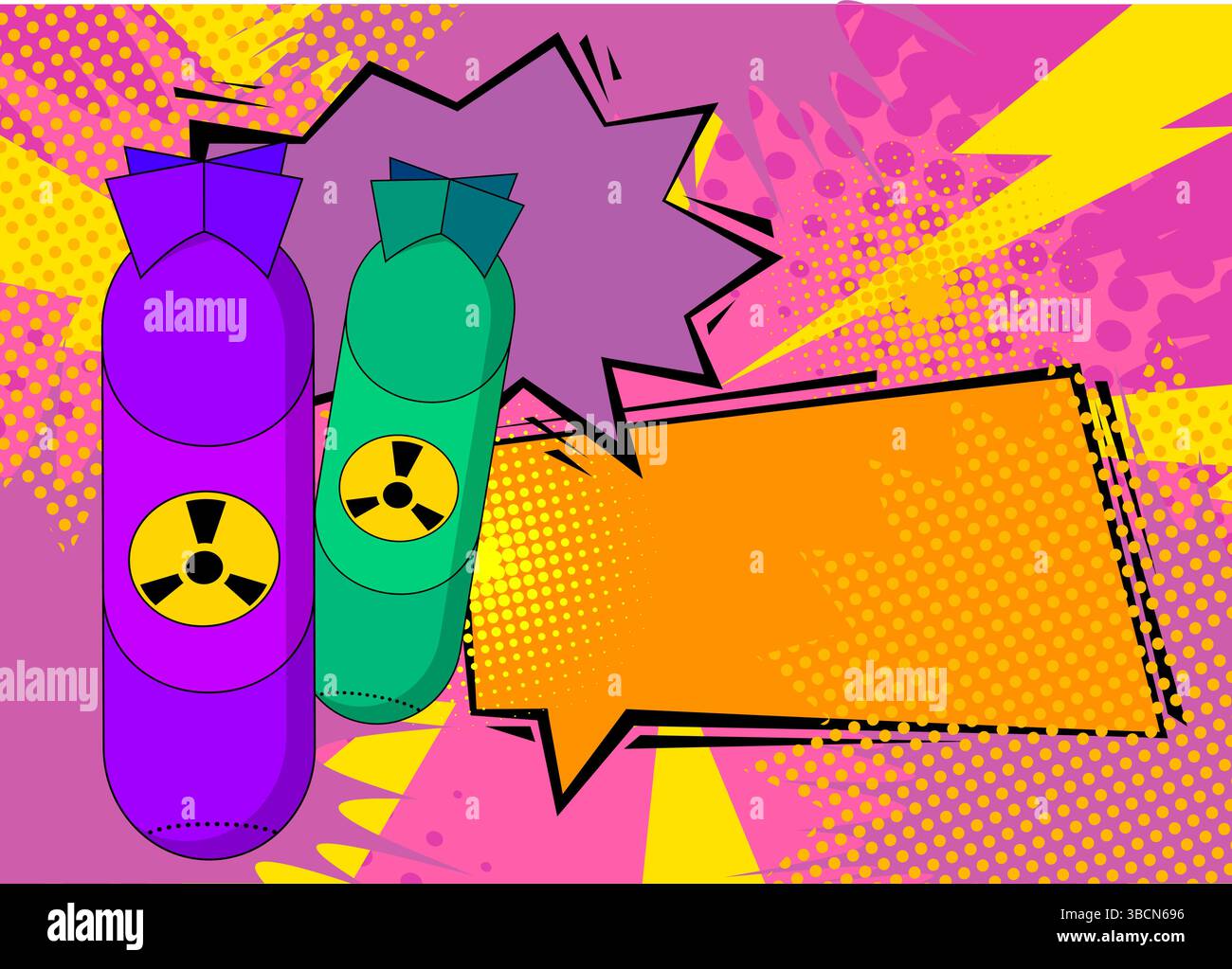 Cartoon Missile bomb with blank speech bubble, comic book Weapon ...