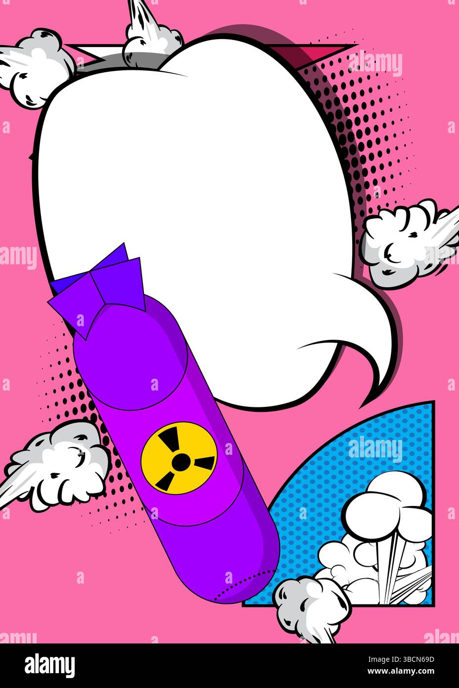 Cartoon Missile bomb with blank speech bubble, comic book Weapon ...