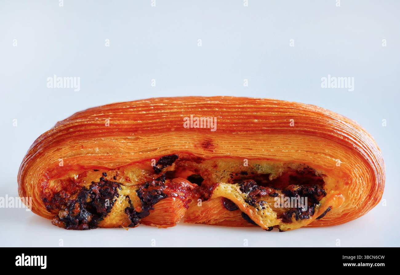 Fresh baked Pain Suisse chocolate, traditional French pastry or swiss ...