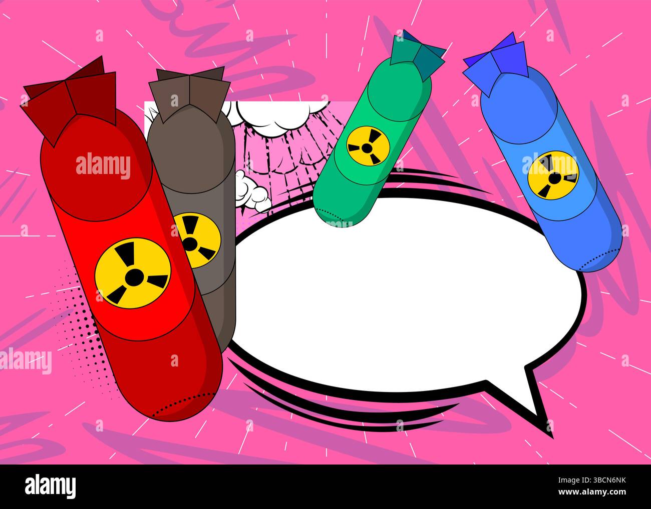 Cartoon Missile bomb with blank speech bubble, comic book Weapon ...