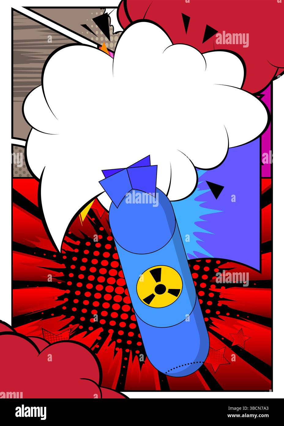 Cartoon Missile bomb with blank speech bubble, comic book Weapon ...