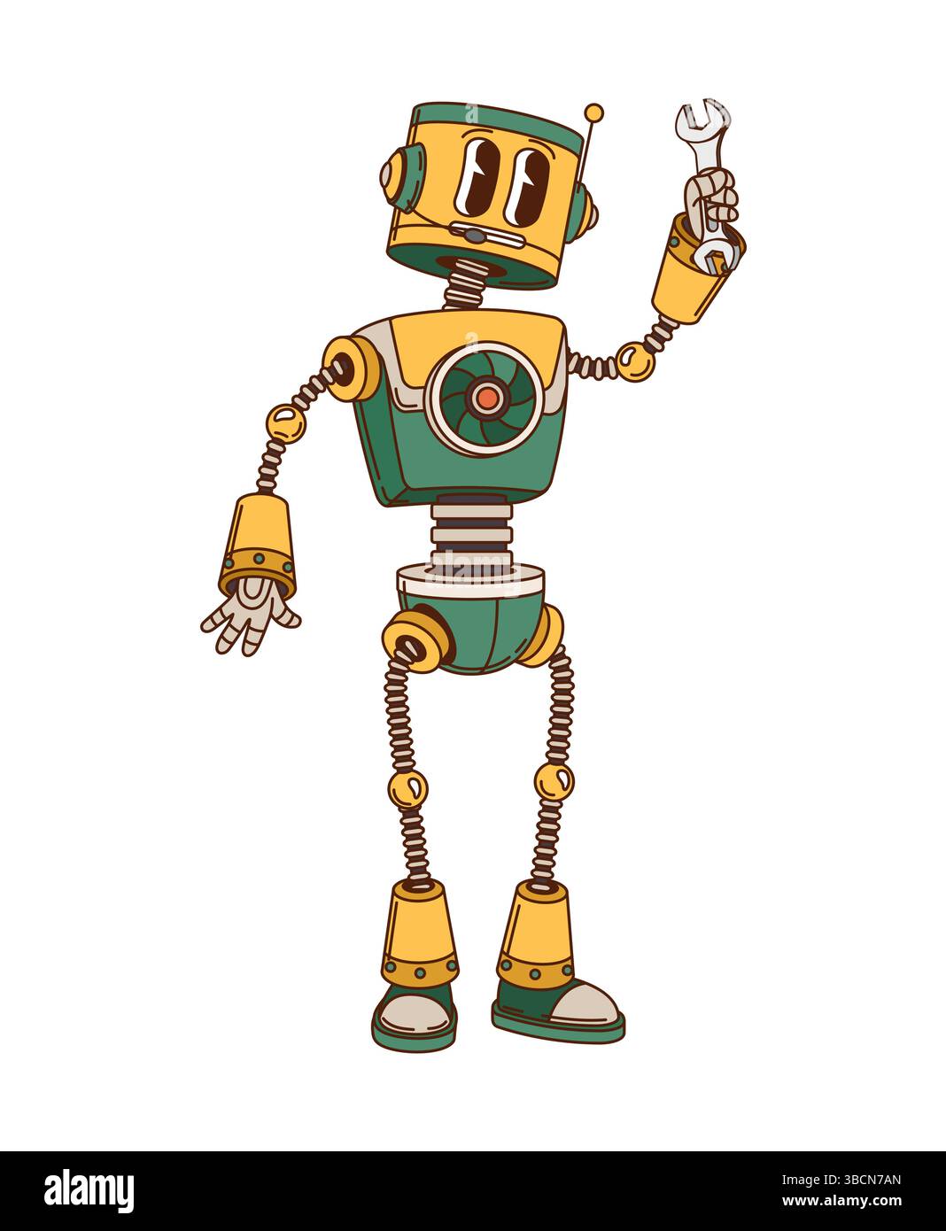 Groovy robot or droid and retro cartoon robotic transformer, vector ...