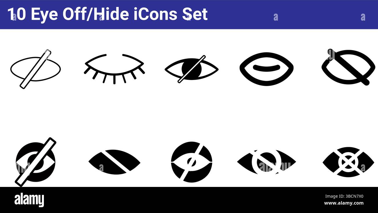 10 Eye Off/Hide Icons Set - Visibility Toggle Symbols Stock Vector ...