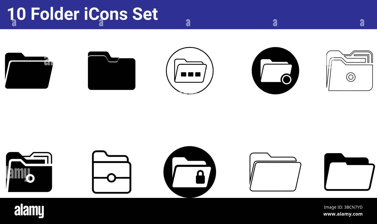 10 Folder Icons Set - Document & File Management Symbols Stock Vector Image & Art - Alamy
