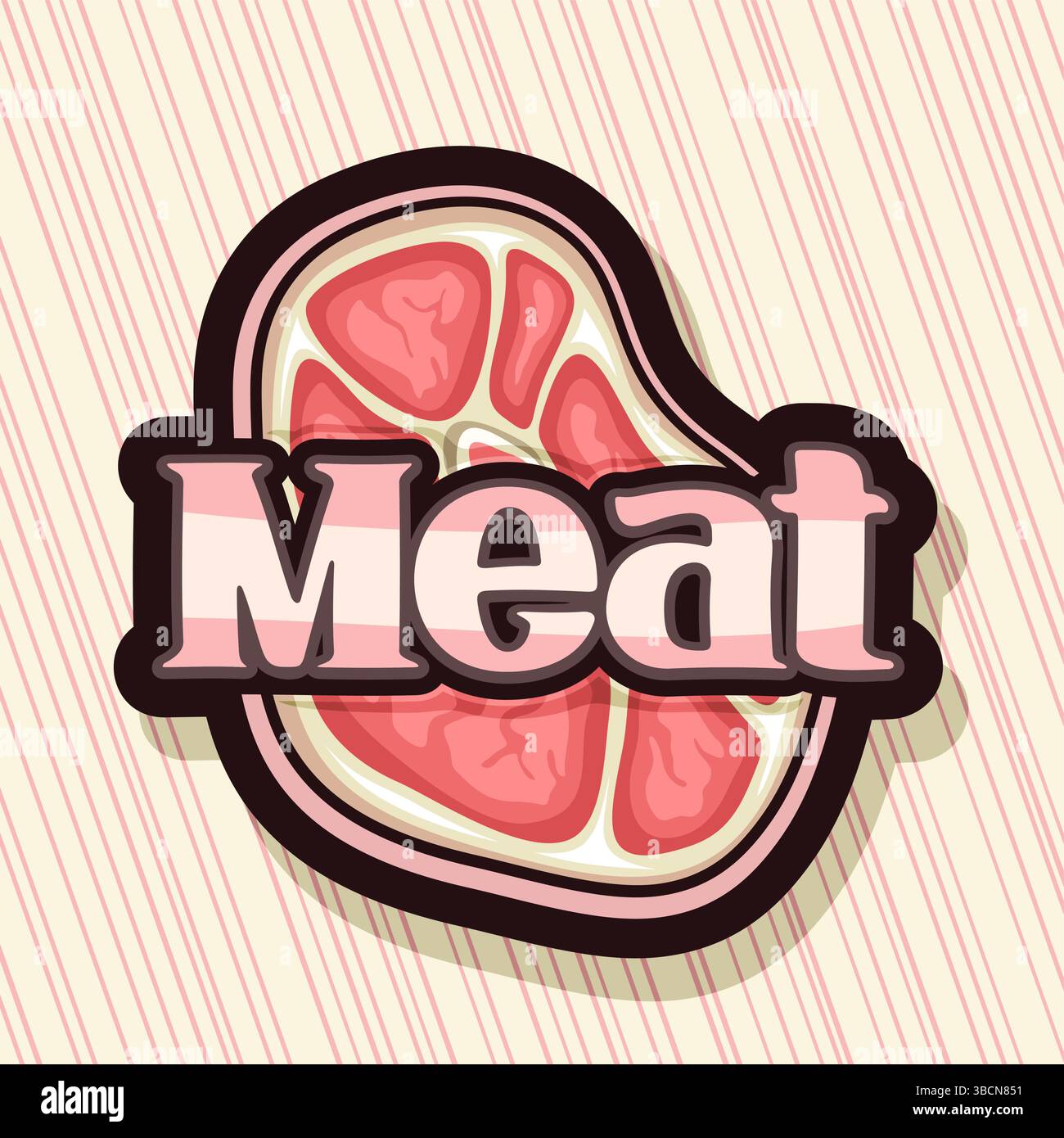 Vector logo for Raw Meat, black decorative signage with cartoon design ...