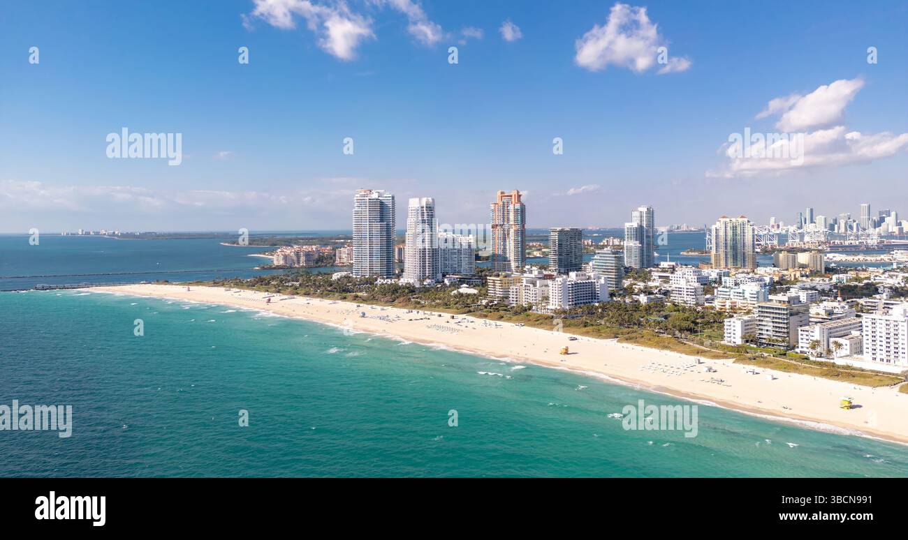 Miami Beach. Skyline aerial view. Miami city. Tropical coastal Miami ...