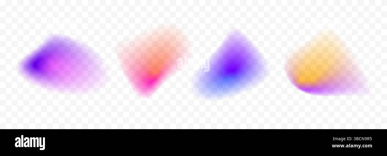 Abstract blur gradient shape set. Pastel colored smooth blob gradation collection. Y2K blurry ...