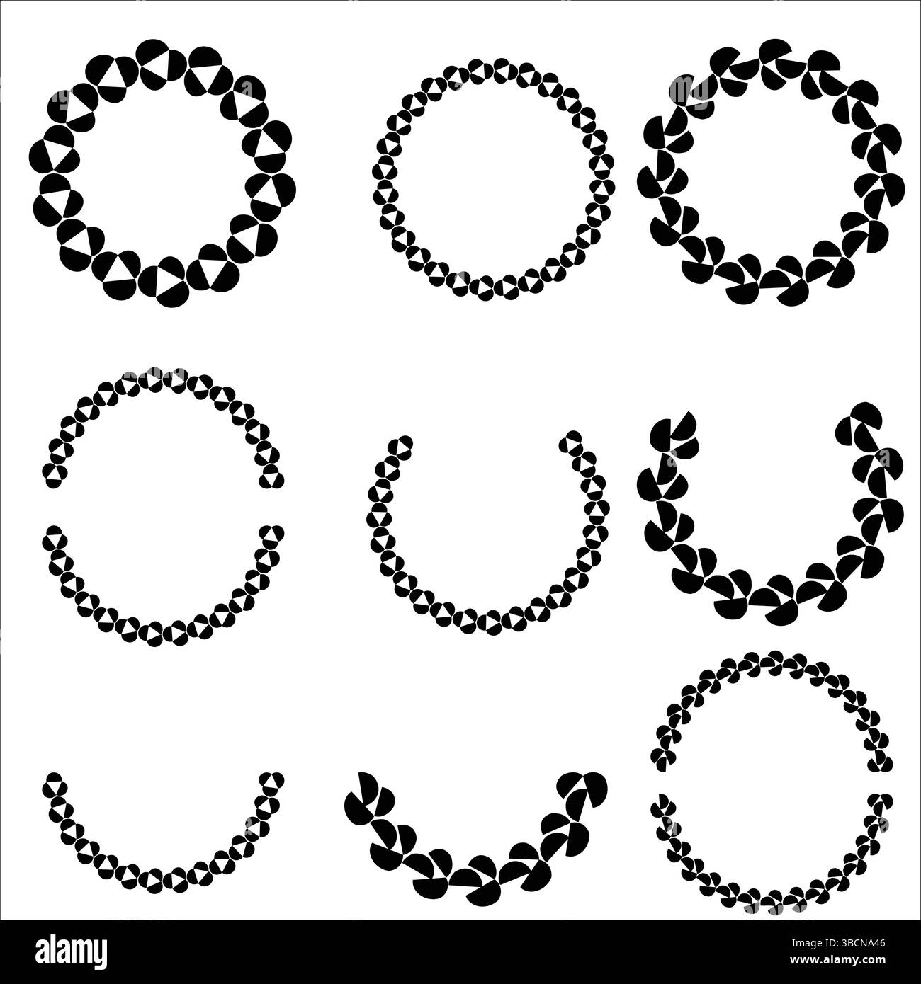Circle Cut Shapes and 9 Design Elements With Bold Black Vector Layout Patterns Stock Vector ...