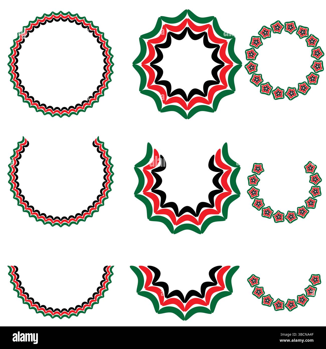 Geometric Zigzag Circle Pattern with Multicolor Borders and Wavy Frame ...