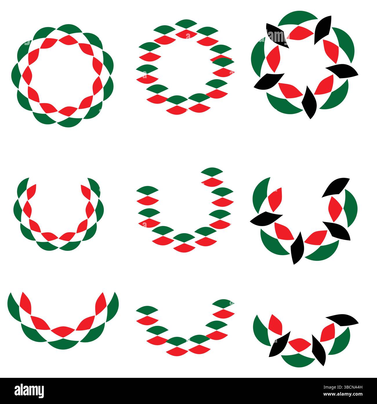 Colorful Circle Flower Shape Pattern with Leaf Elements and Rounded ...