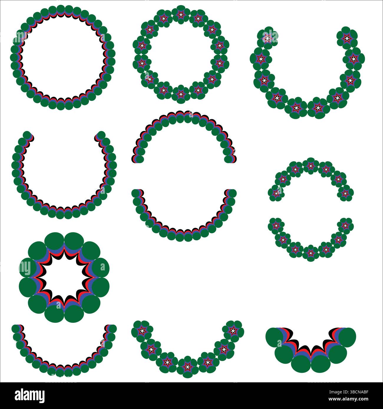 Vector Circular Frames Featuring Leafy and Organic Motifs in Green and ...