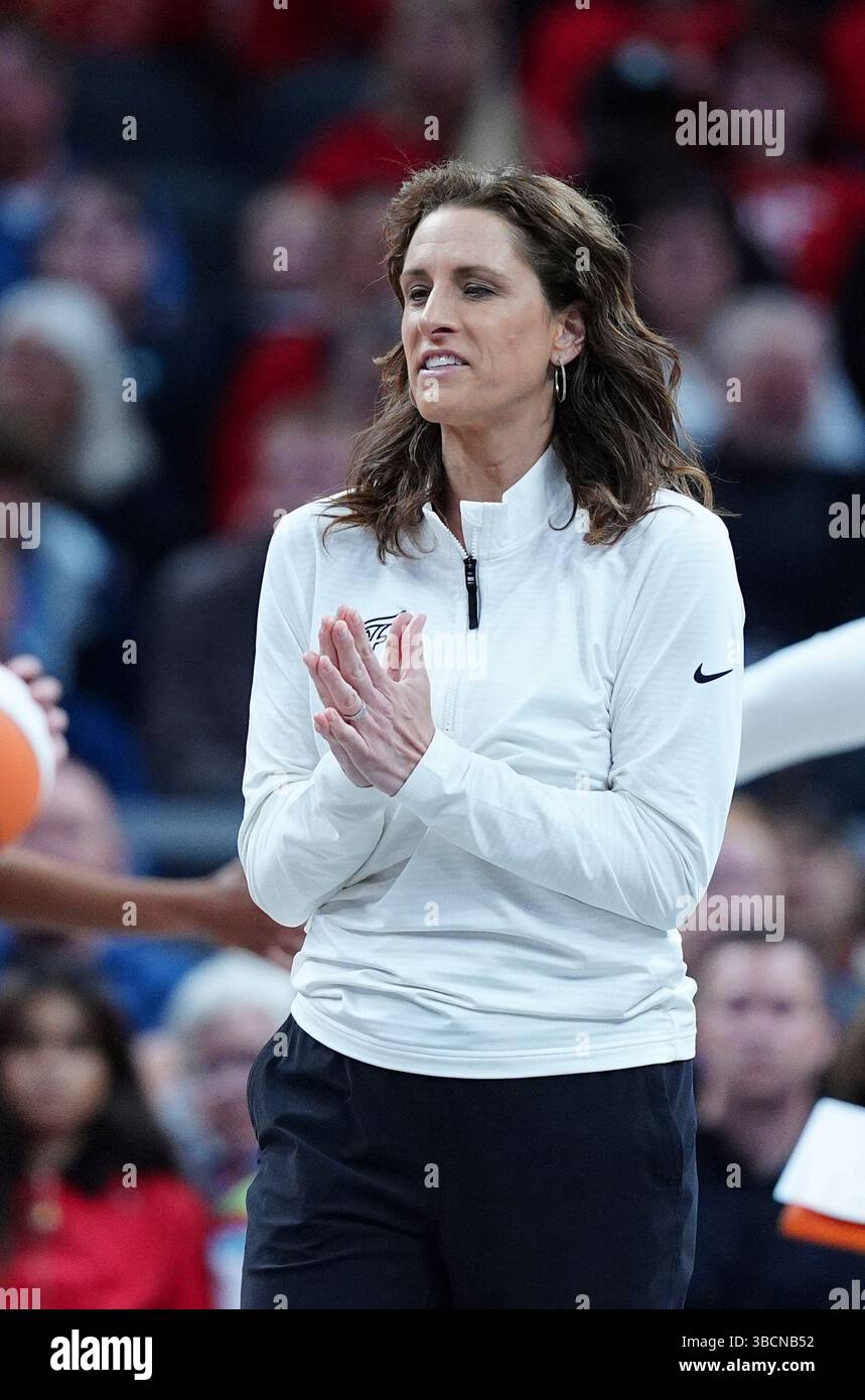 INDIANAPOLIS, IN - MAY 20: Indiana Fever coach Stephanie White coaches ...