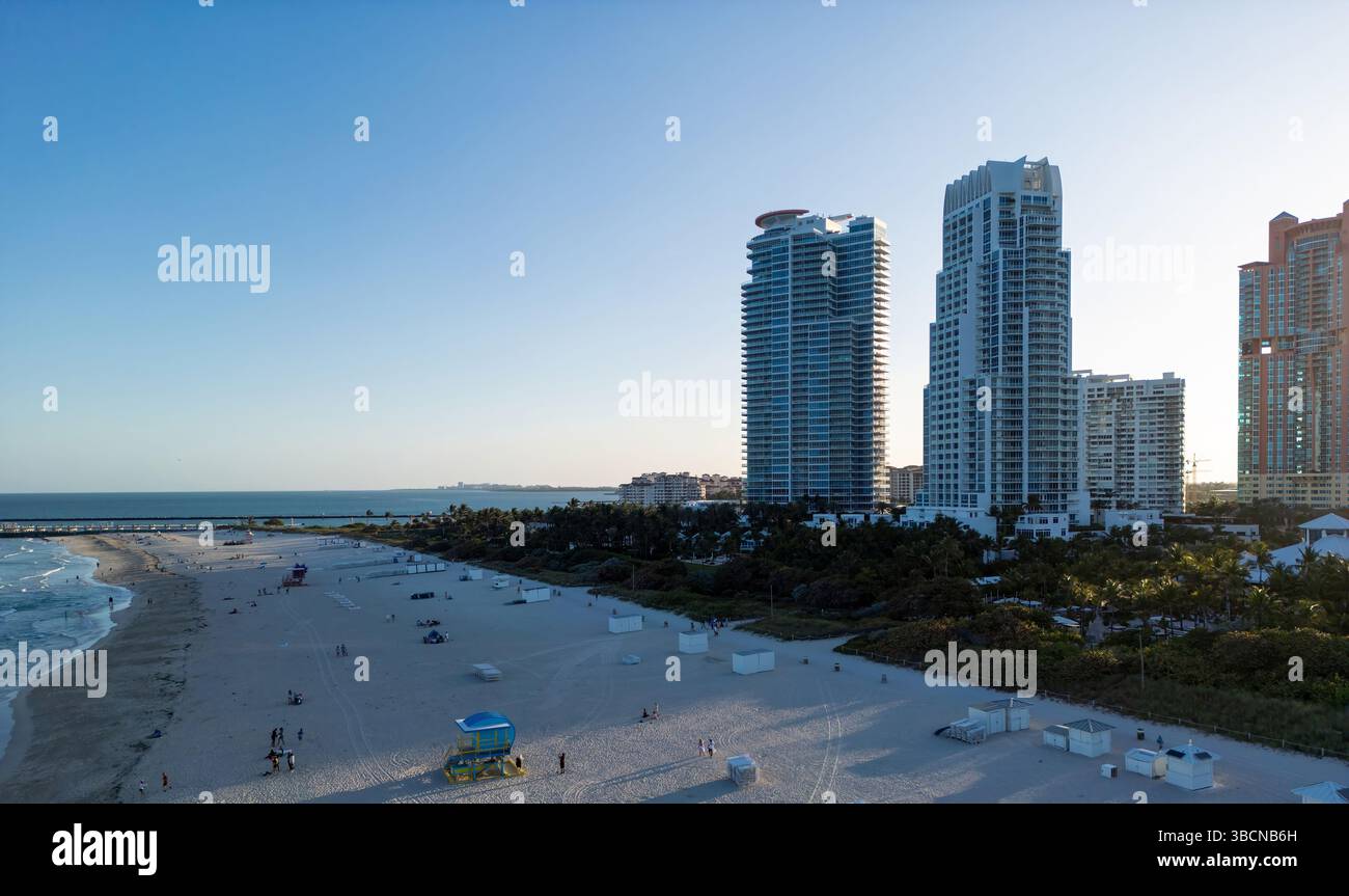 Miami Beach aerial view with skyline. Miami from above. Drone view of ...