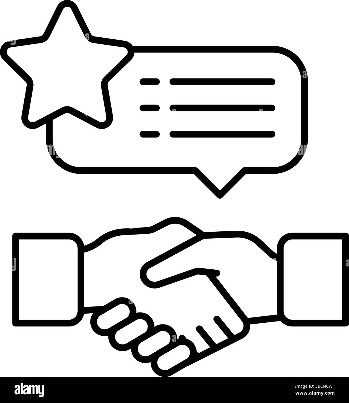 A handshake between two people with a star above them. The star ...